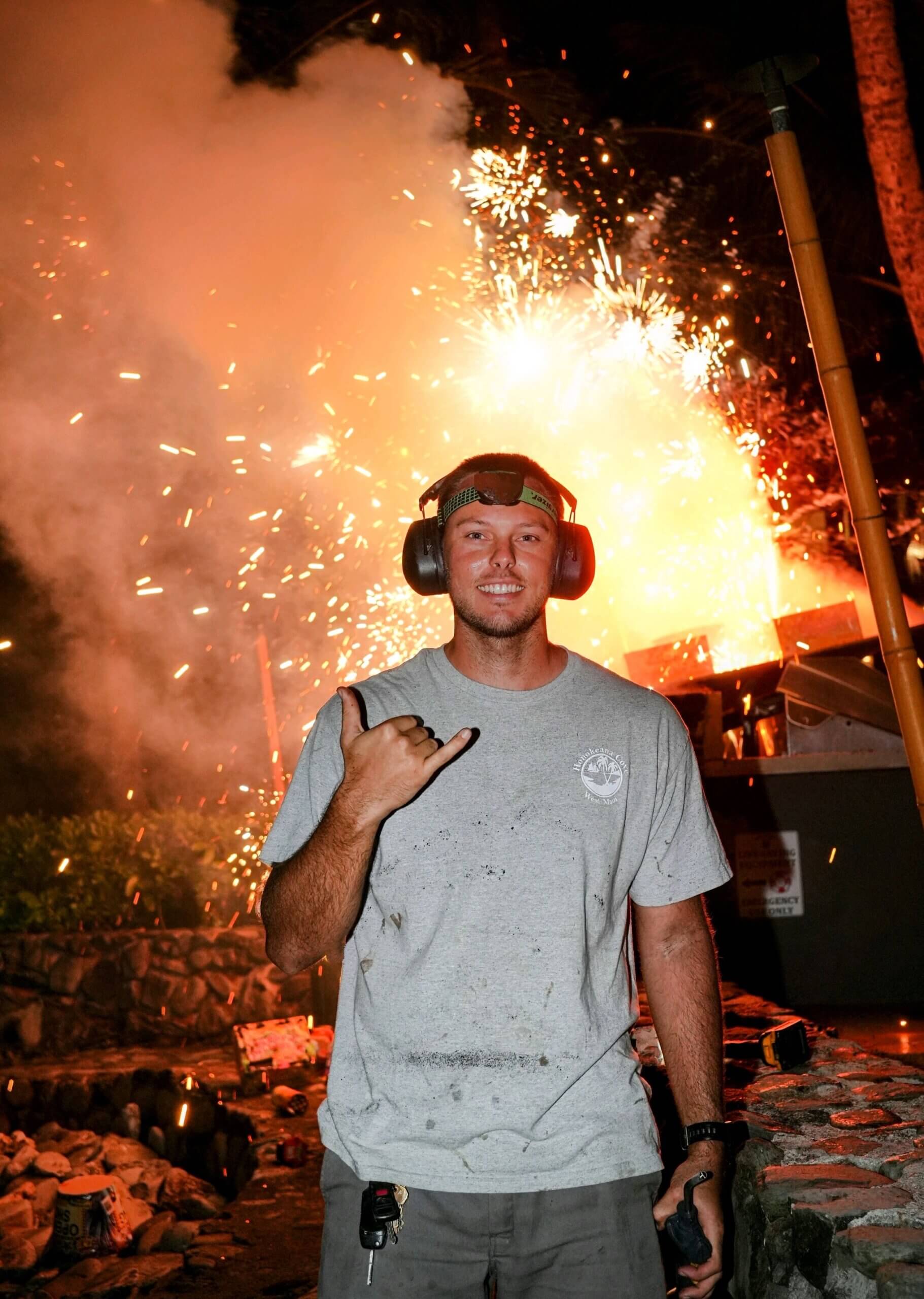 231231 Ray with fireworks | Honokeana Cove Rental Association LLC